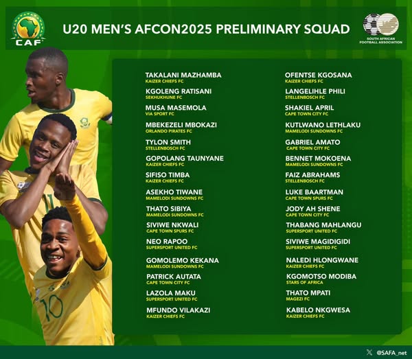 South African U20 Men’s National Team report for camp - Africa Top Sports
