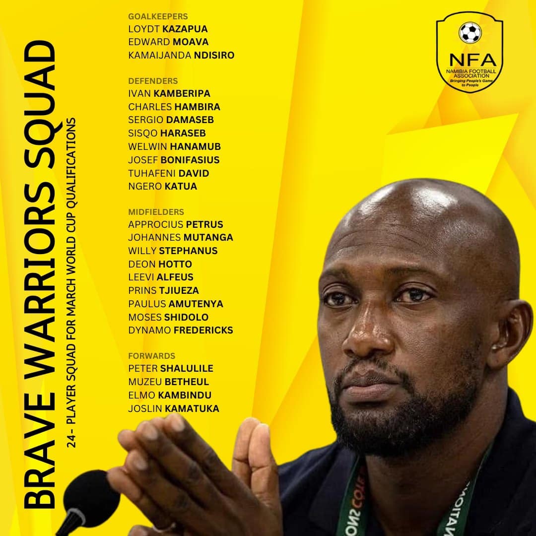 Benjamin announces final Namibia squad for World Cup Qualifiers ...