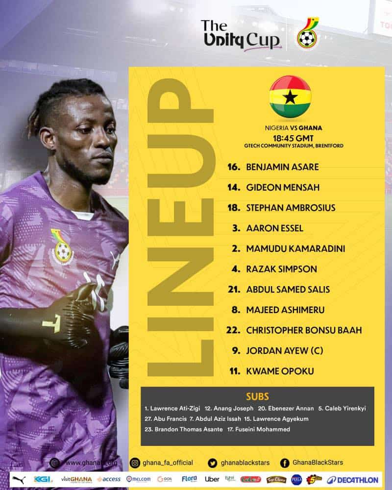 Ghana Names Starting XI with four Local Stars for Nigeria Clash in ...