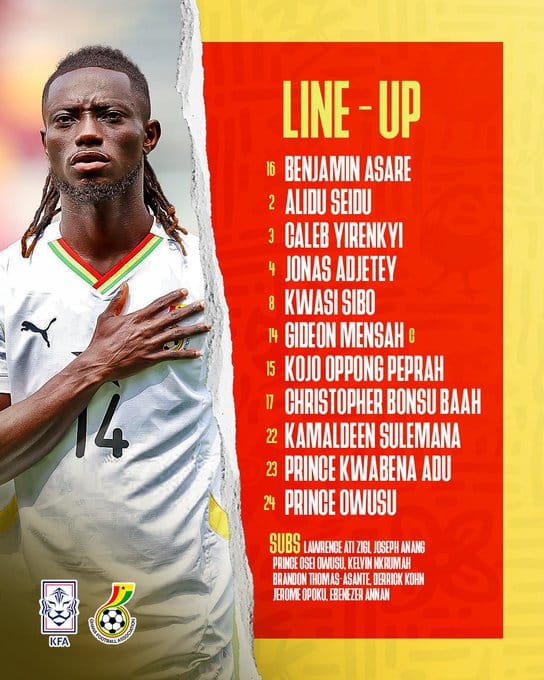 Ghana Unveil Starting Eleven Against South Korea, Asare Returns ...
