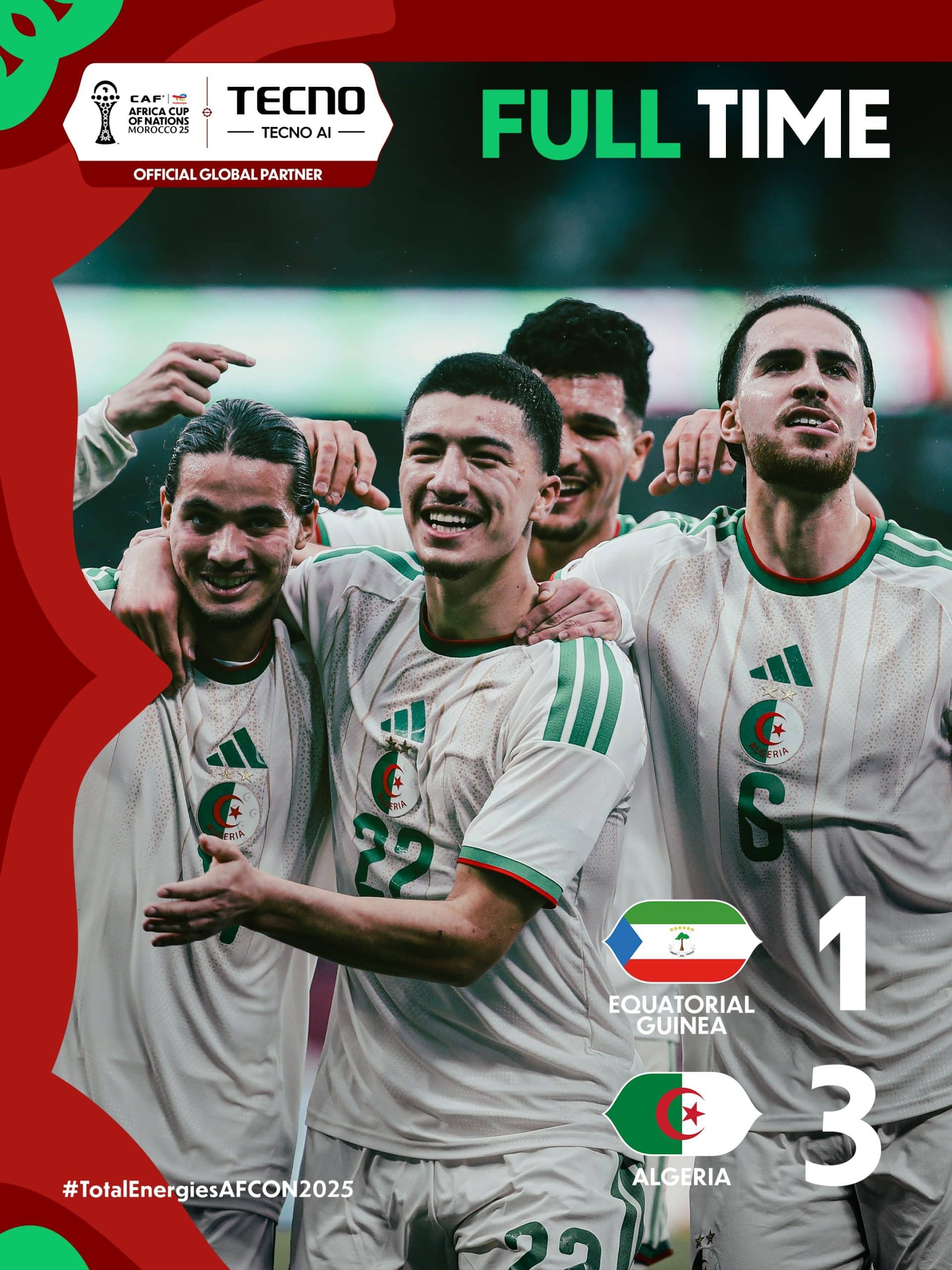 AFCON 2025: Algeria Beat Equatorial Guinea 3–1, Finish Top of Group E